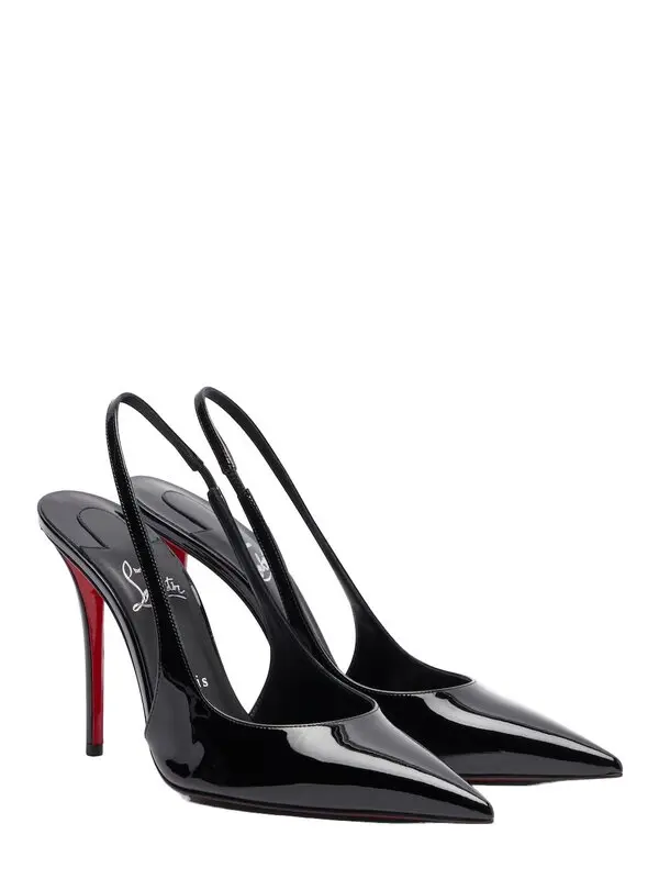 CHRISTIAN LOUBOUTIN Miss Z Patent Leather Slingback Pumps - Black