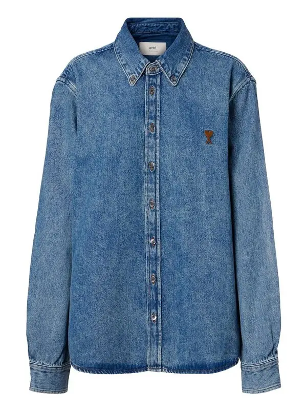 AMI Paris De Coeur Denim Shirt - Blue