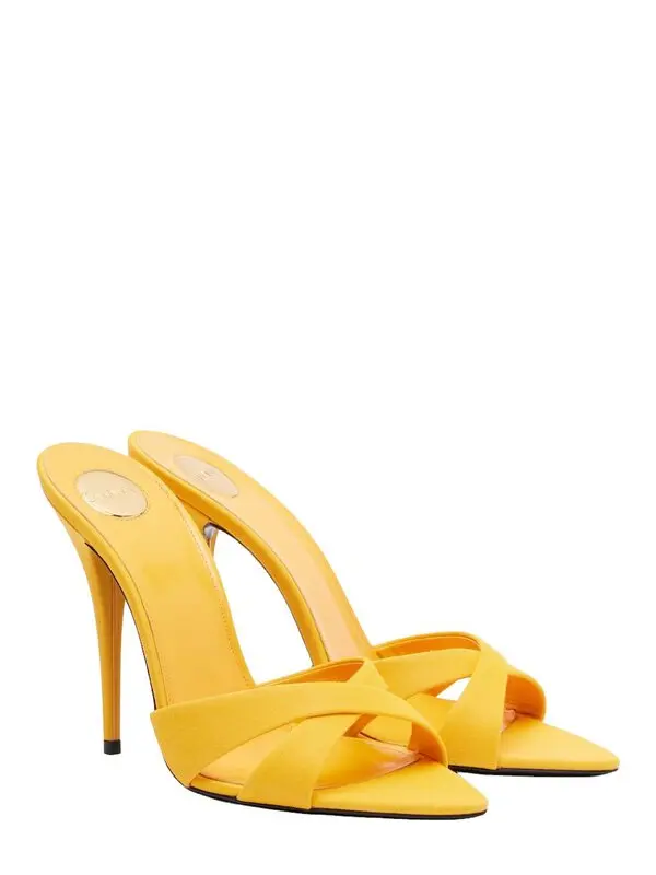 Saint Laurent Kirat Crepe Satin Mules - Yellow