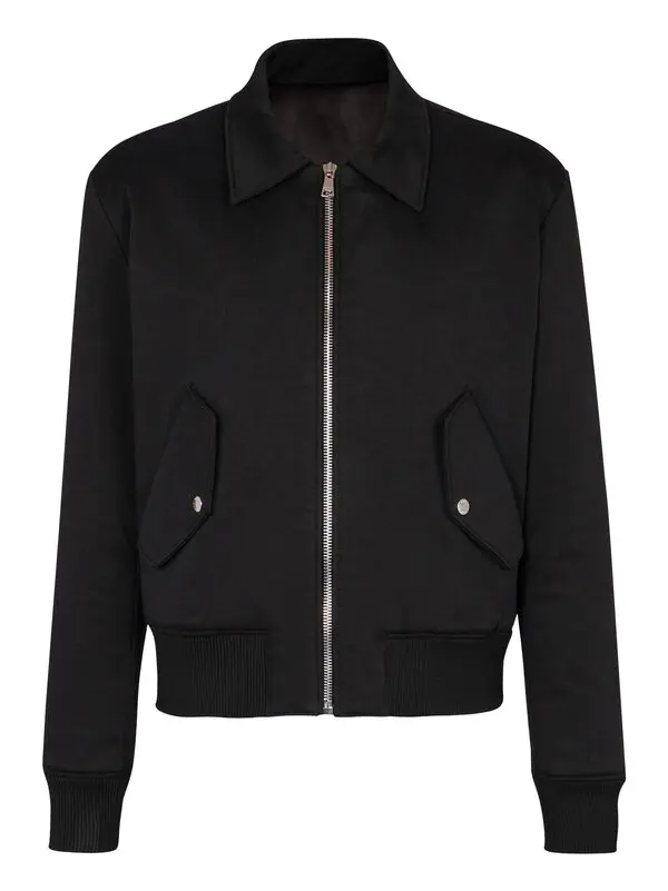 Balmain Cotton Bomber Jacket With Logo - Black
