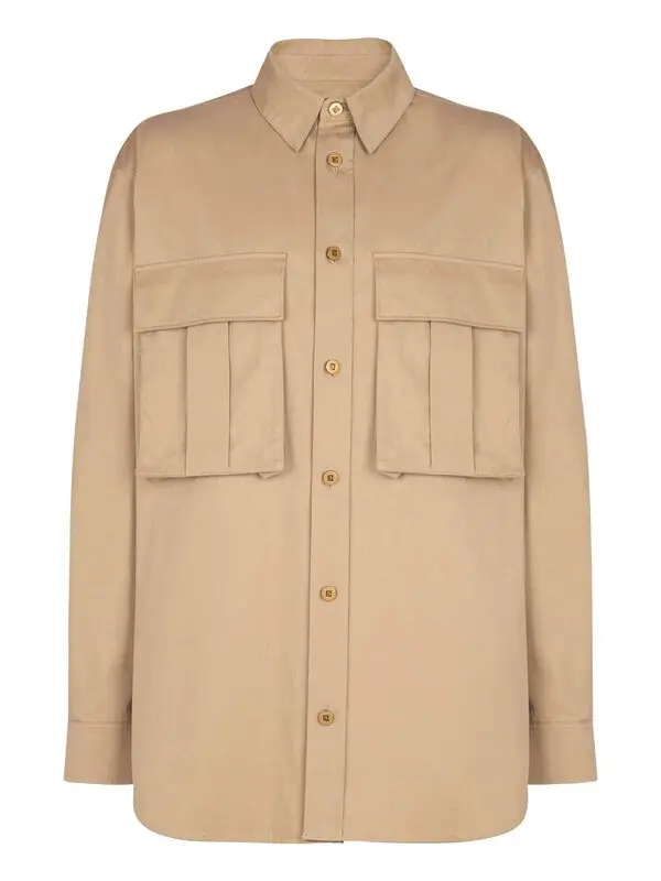 Balmain Cotton Safari Shirt - Beige