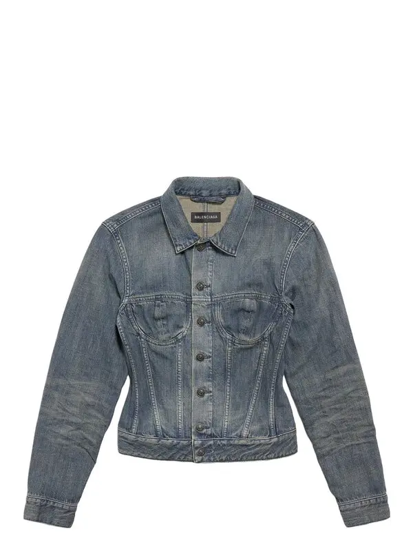 Balenciaga Corseted Denim Jacket - Blue
