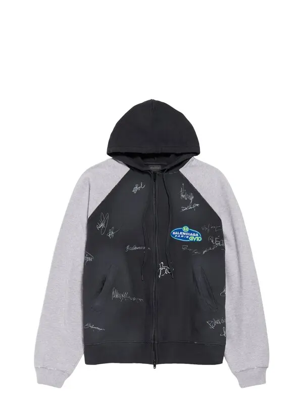 Balenciaga Oversized Zip-up Hoodie - Black