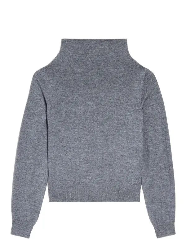 Balenciaga Classic Wool Knit Drappy Sweater - Grey & Silver