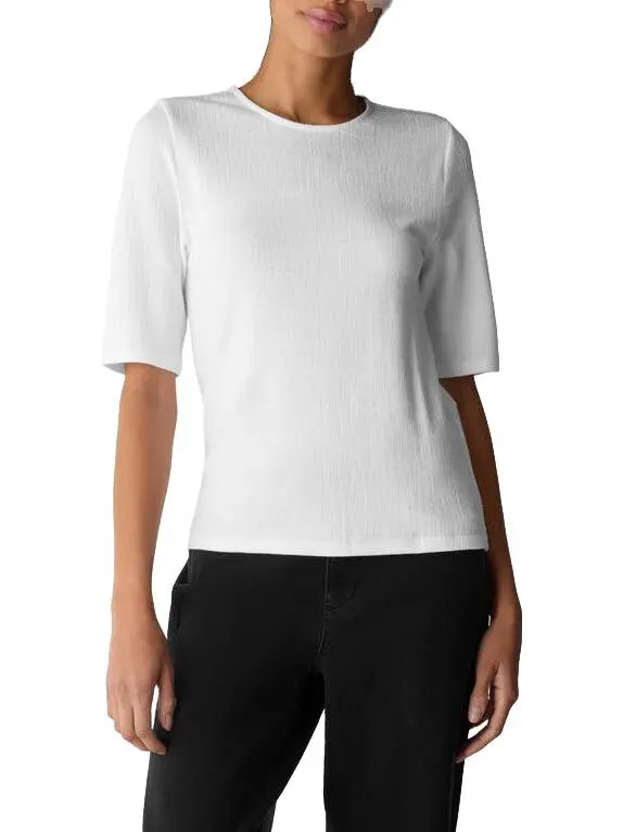 Eileen Fisher Short-sleeve Crewneck Top - White