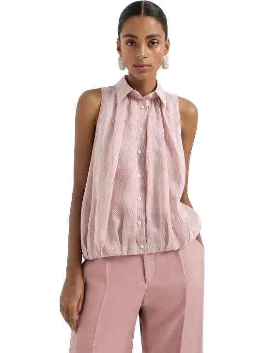 Brunello Cucinelli Striped Organza Shirt - Red