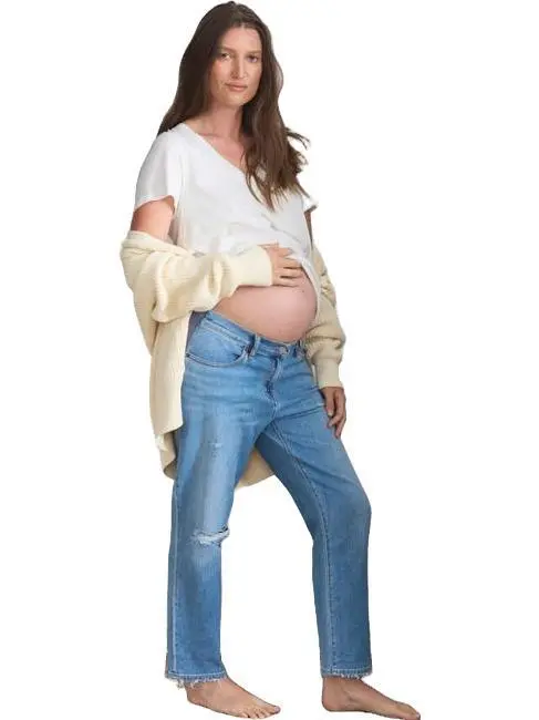 Hatch Boyfriend Maternity Jean - Destroyed Light Wash