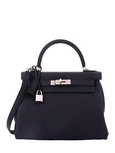 Hermès Kelly Handbag Togo With Brushed Palladium Hardware 28 - Black