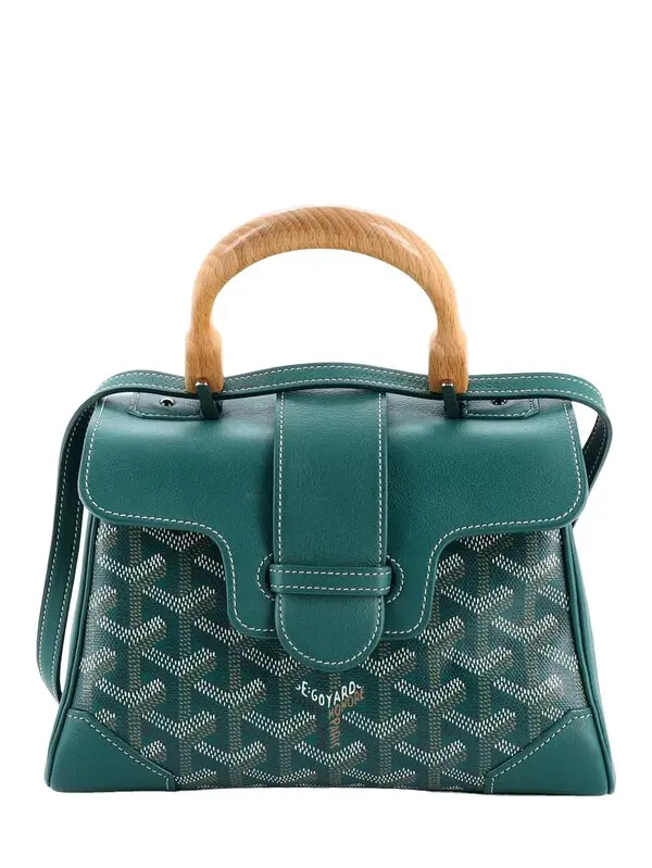 GOYARD Saigon Top Handle Bag Coated Canvas With Leather Mini - Green