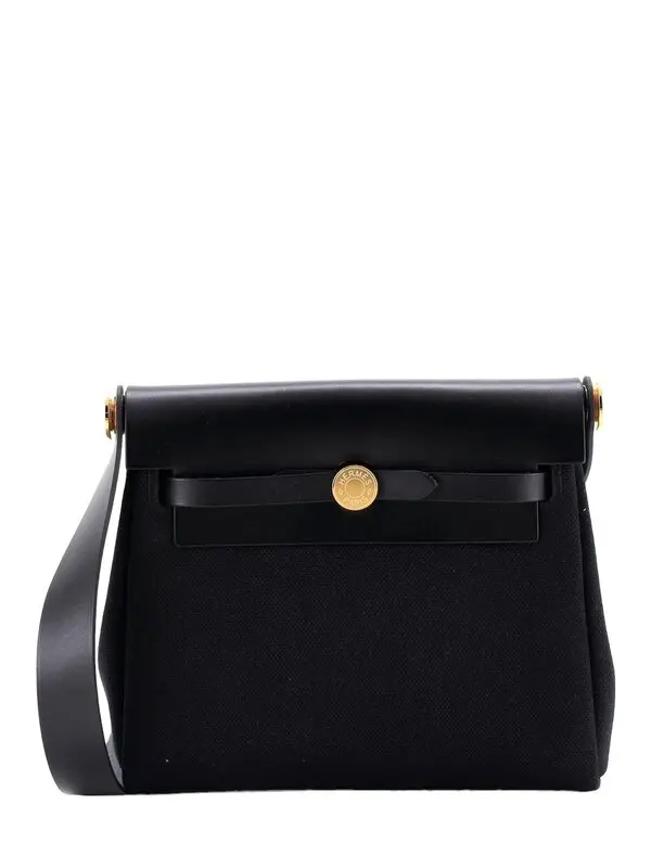 HERMES Herbag Zip Toile And Leather 20 - Noir