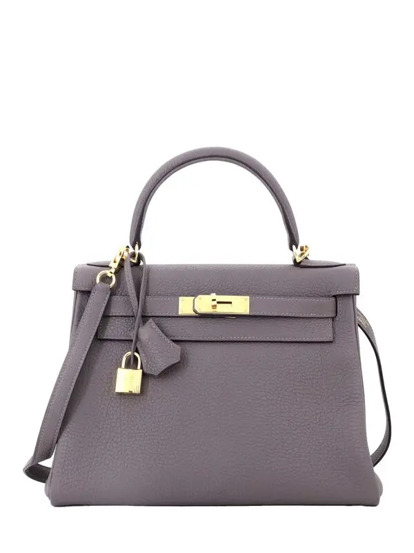 HERMES Kelly Handbag Togo 28 With Gold Hardware - Gris Meyer