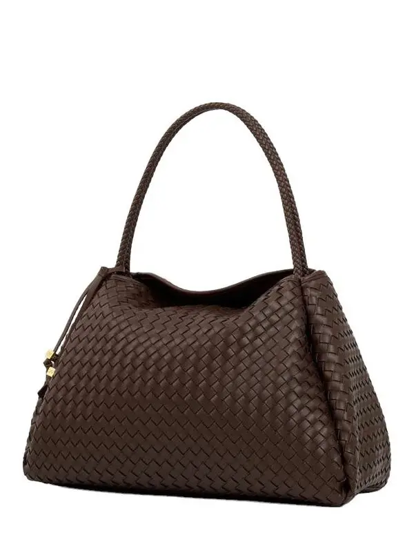KATIE LOXTON Nova Hand Woven Large Shoulder Bag - Chocolate