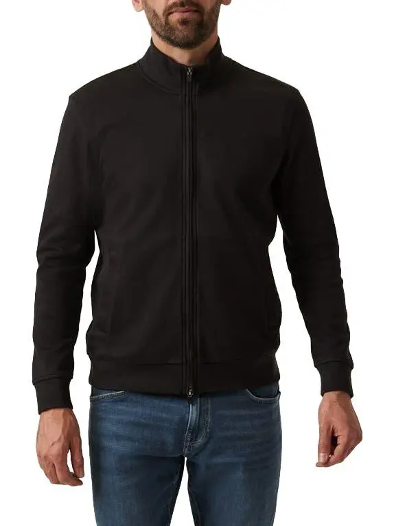 34 Heritage Pima Cotton Mock Neck Zip Jacket - Black