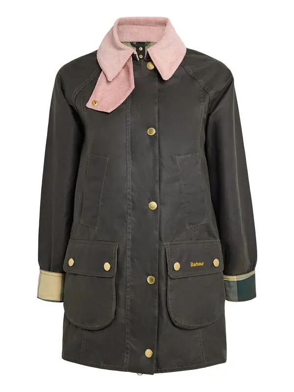 Barbour Waxed Cotton Modern Beadnell Coat - Green