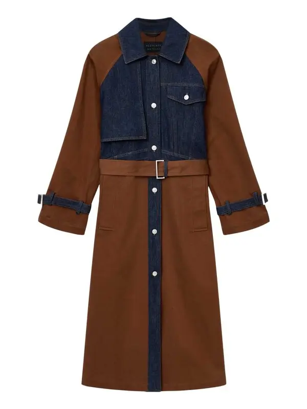 ALLSAINTS Panelled Dayly Trench Coat - Brown