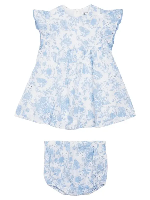 TARTINE ET CHOCOLAT Cotton Lace Floral Dress - Blue