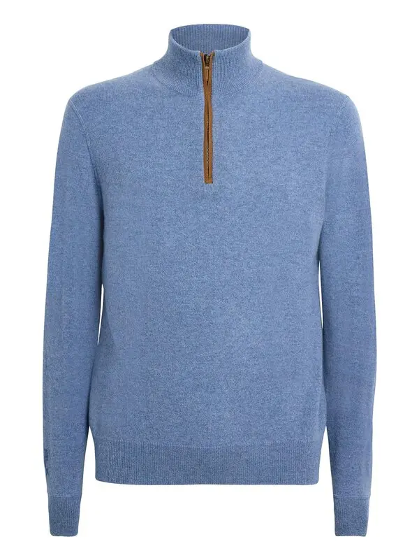 Rlx Ralph Lauren Cashmere Quarter-zip Sweater - Navy