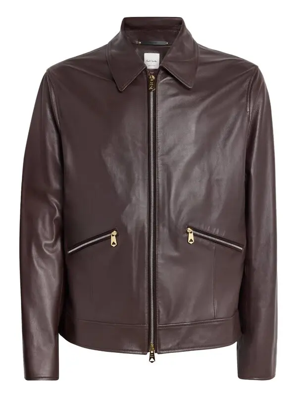 Paul Smith Nappa Leather Jacket - Brown