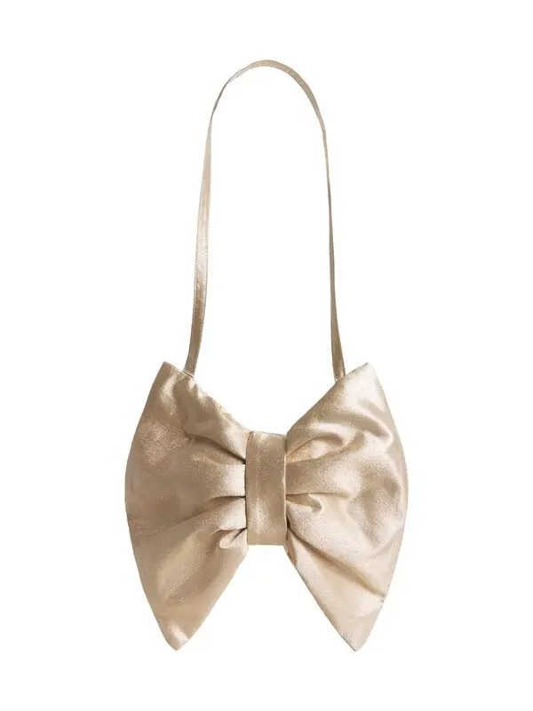 MAMA LUMA Metallic Bow Shoulder Bag - Gold