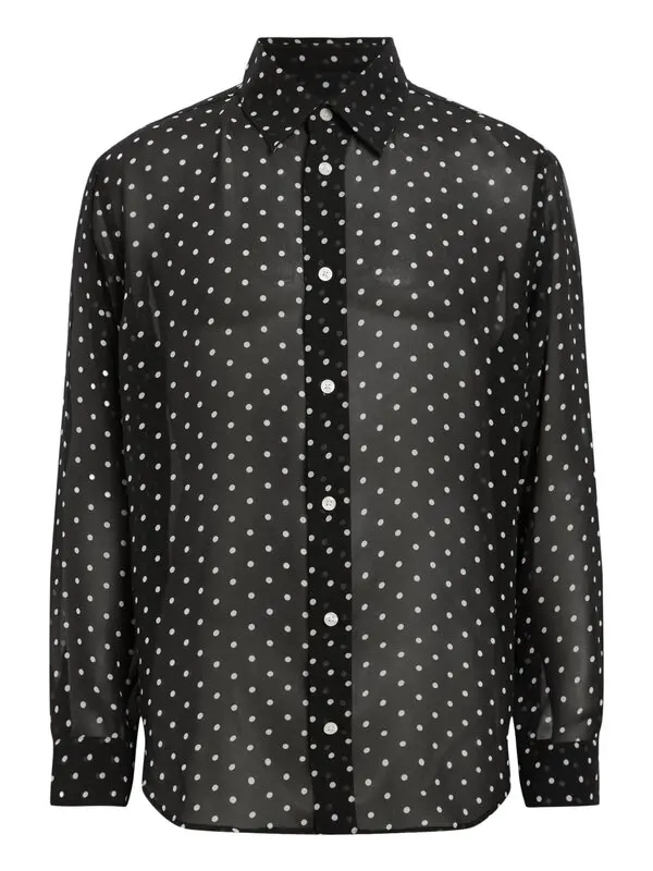 ALLSAINTS Sheer Polka Dot Sangha Shirt - Black