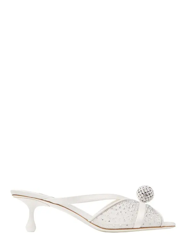 JIMMY CHOO Siva 50 Embellished Heeled Mules - Ivory