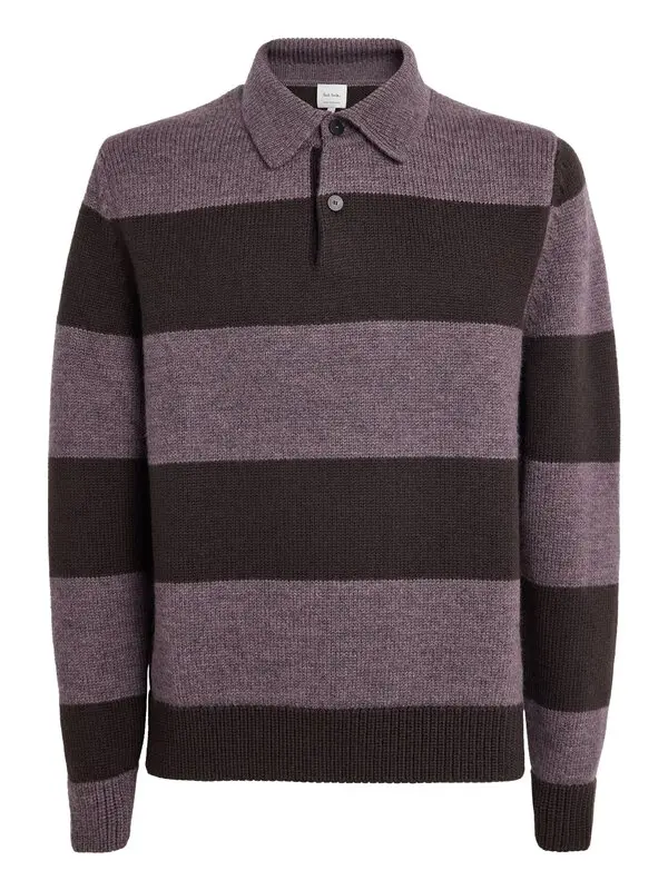 Paul Smith Wool Stripe Polo Sweater - Purple
