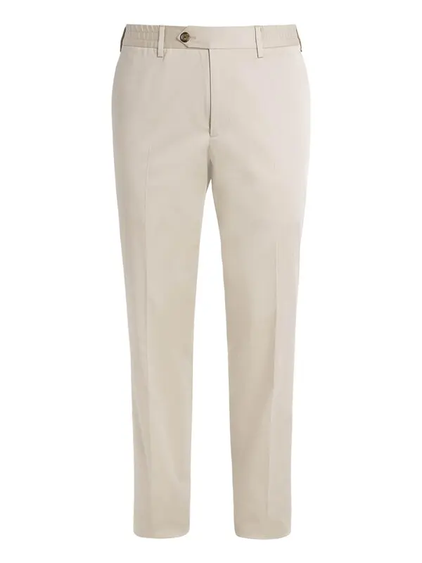 LARDINI Stretch-cotton Tailored Trousers - Beige