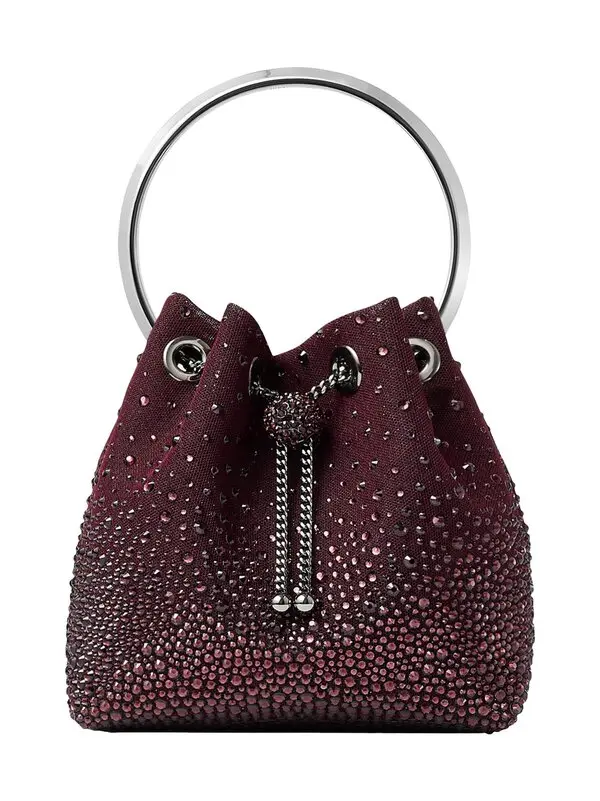 JIMMY CHOO Embellished Bon Bon Top-handle Bag - Burgundy