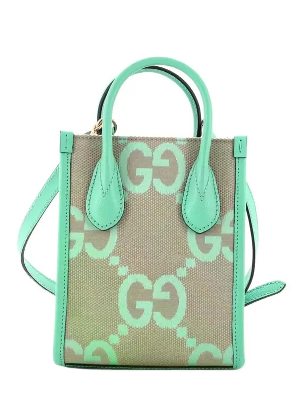 Gucci Vertical Tote Jumbo Gg Canvas Mini Crossbody Bag - Green