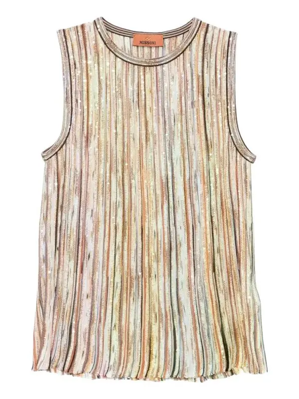 Missoni Striped Embellished Top - Neutrals