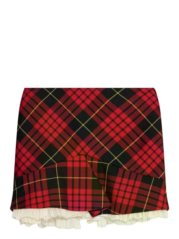 Alexander McQueen Tartan Ruffled Mini Skirt - Red