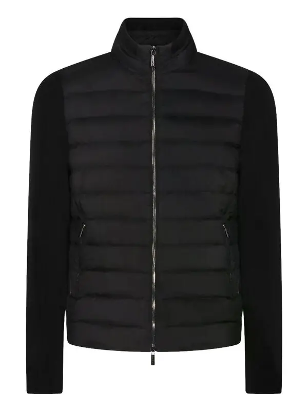 MOORER Quilted Zip-up Jacket - Black