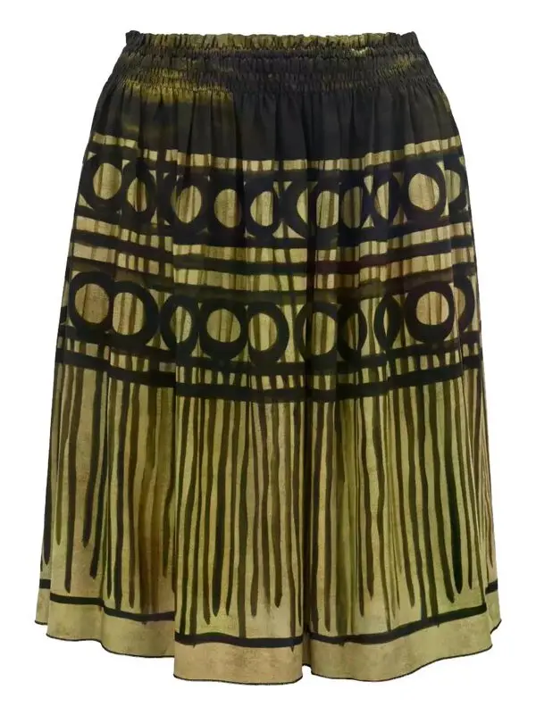 Miu Miu Geometric-print A-line Skirt - Green