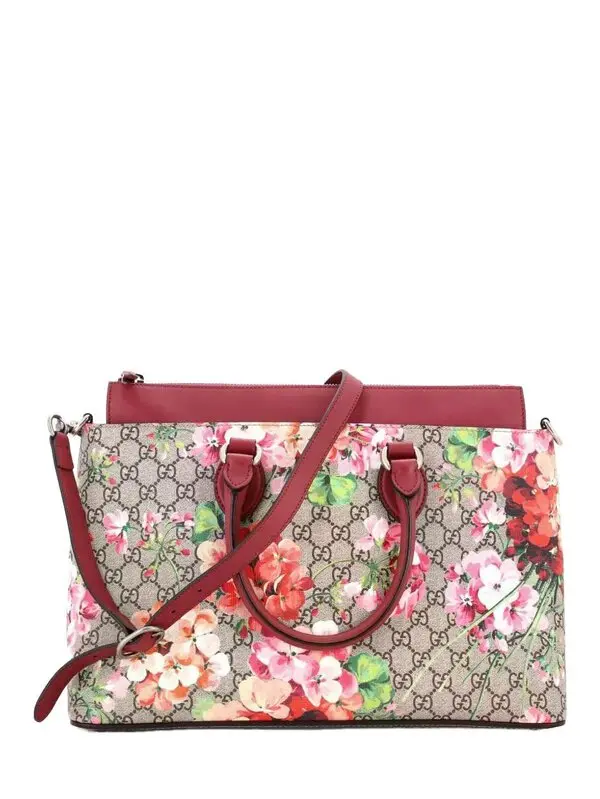 Gucci Linea A Convertible Blooms Print Gg Coated Canvas Medium Tote Bag - Brown