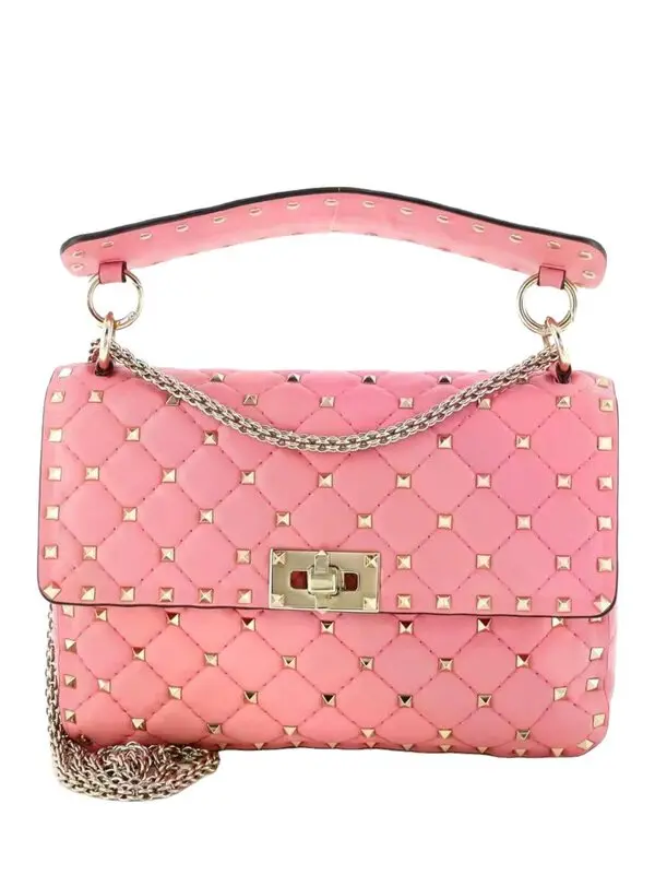 Valentino Garavani Rockstud Spike Flap Bag Quilted Leather Medium - Pink