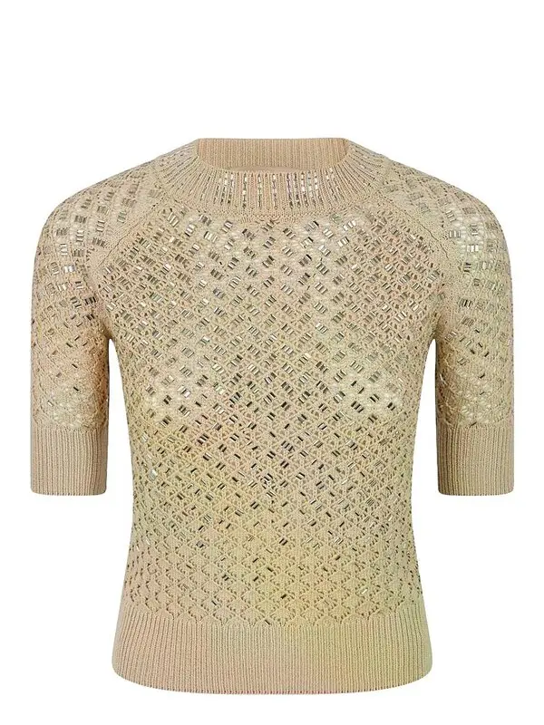 Ermanno Scervino Embellished Open Knit Sweater - Neutrals