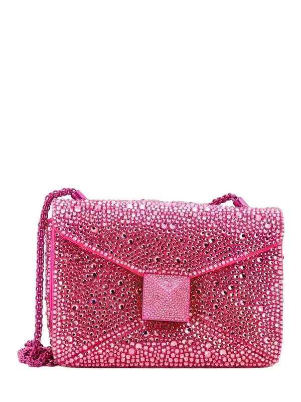 Valentino Garavani One Stud Crystal Embellished Flap Bag - Pink