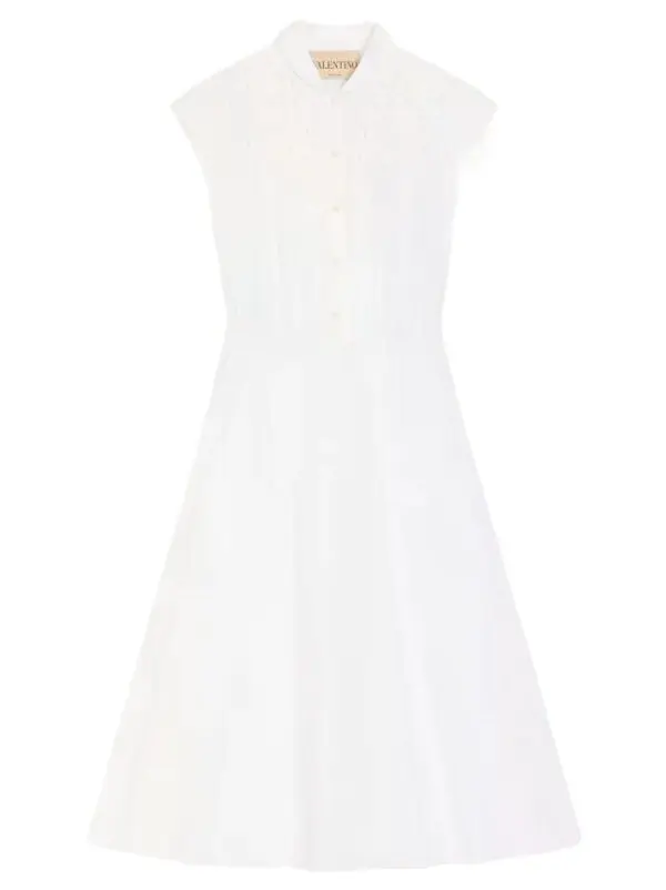Valentino Garavani Embroidered Poplin Midi Dress - White