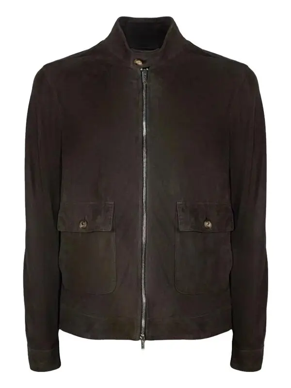 VOLFAGLI FIRENZE Plutone High-collar Suede Jacket - Brown