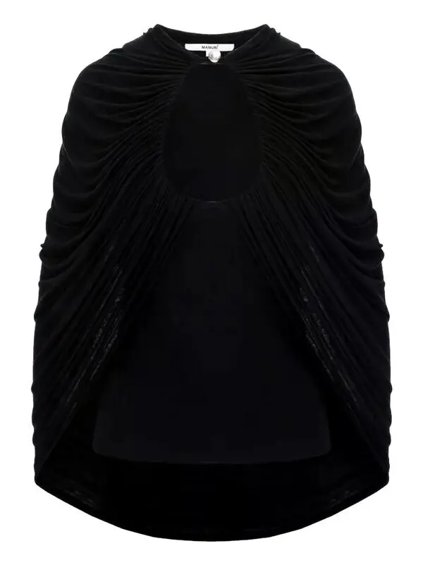 MANURI Draped Blouse - Black