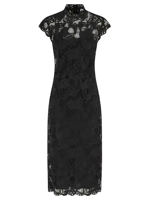 Staud Rosaline Laced Midi Dress - Black