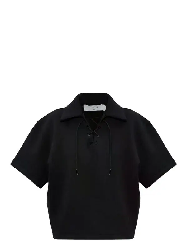 IRO PARIS Lace-up Polo Top - Black