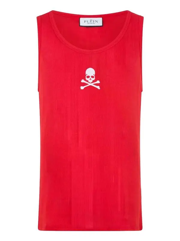 Philipp Plein Skull-embroidered Tank Top - Red