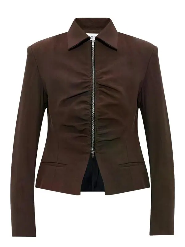 IRO PARIS Zip-up Jacket With Ruched Detail - Brown