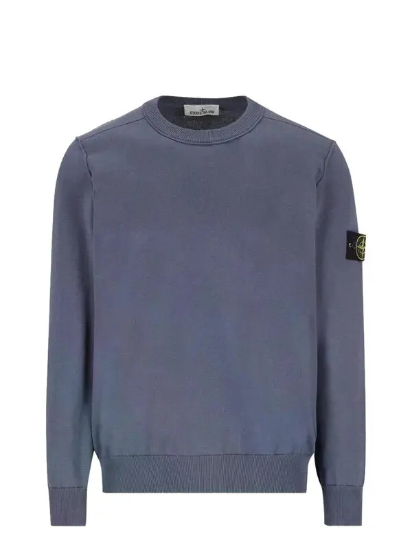 Stone Island Crew-neck Sweatshirt With Compass Patch - Blue
