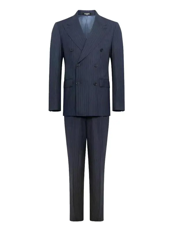 FRANZESE COLLECTION Pinstripe Double-breasted Suit - Blue
