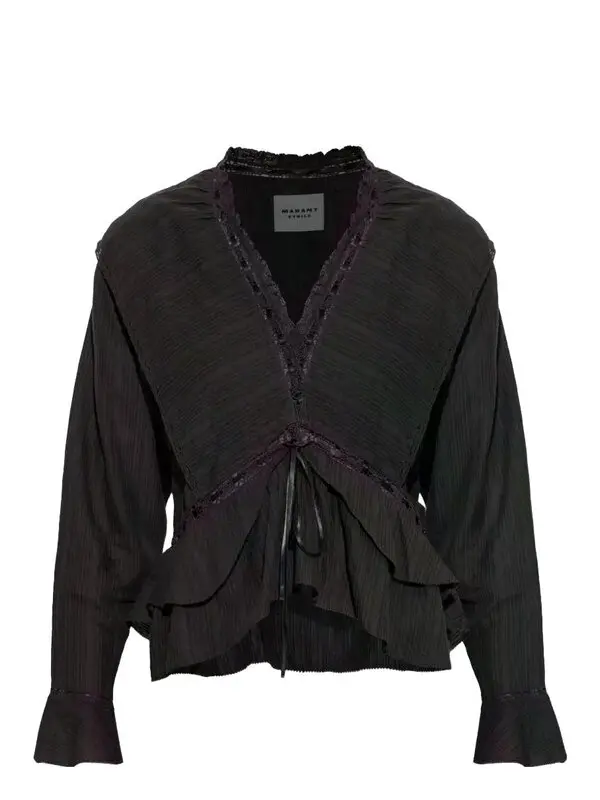 MARANT ETOILE Lace-ruffled Blouse - Black