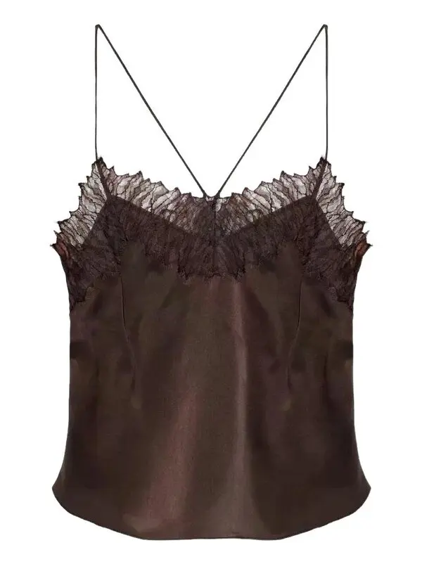 IRO PARIS Lace-trim Sleeveless Blouse - Brown