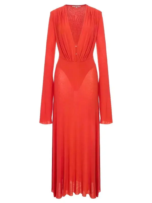 MANURI Long-sleeve Maxi Dress - Red