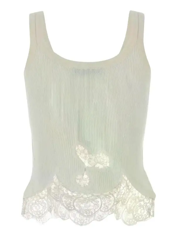 Ermanno Scervino Lace Trim Tank Top - White
